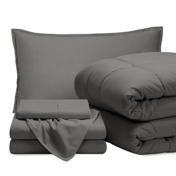 商品名:  Upluxius Grey/Grey Bed-in-A-Bag 7 Piece Comforter &amp; Sheet Set Goose Down Alternative Ultra-Soft 600 TC 100% Co...