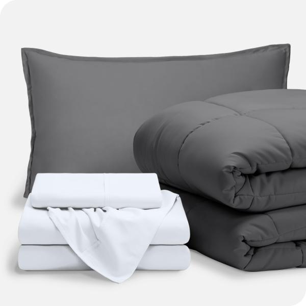 商品名:  Upluxius Grey/White Bed-in-A-Bag 8 Piece Comforter &amp; Sheet Set Goose Down Alternative Ultra-Soft 600 TC 100% C...