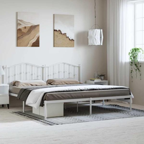 商品名:  vidaXL King Metal Bed Frame with Headboard and Stable Slats, Under Bed Storage Space, Sturdy Steel Construction an...