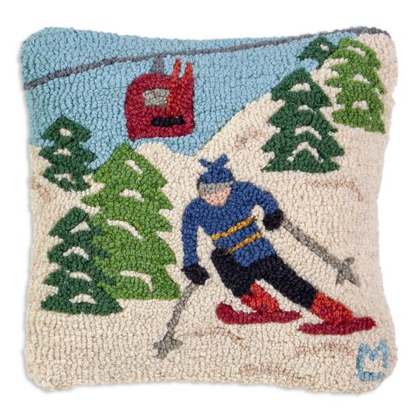 商品名: Chandler 4 コーナーズ アーティストデザイン ゴンドラ ガイ 手フック ウール 装飾スローピロー (35.6 cm x 35.6 cm) スキーリフトピロー ソファ&amp;ベッド用 - 低メンテナンス - キャビン&a...