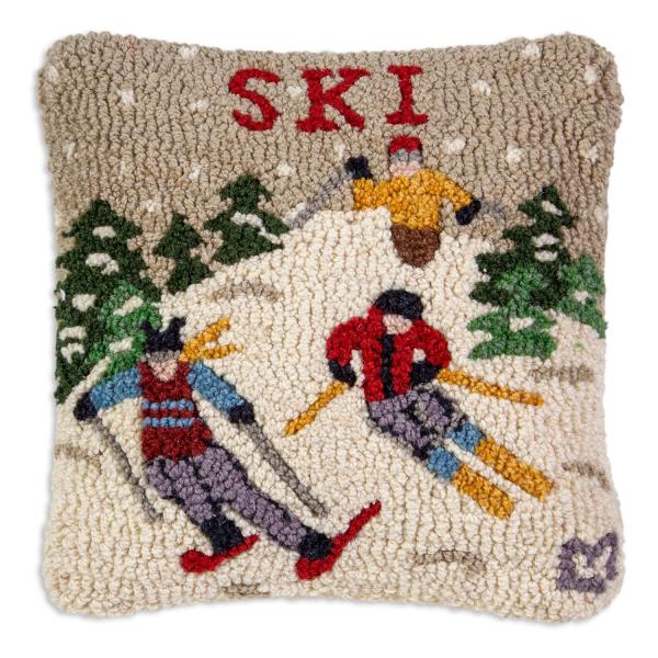商品名:  Chandler 4 Corners Artist-Designed Ski Hand-Hooked Wool Decorative Throw Pillow (14 in x 14 in) Ski Pillow for Cou...