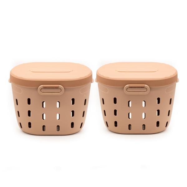 商品名: Vego Garden イングラウンドワームコンポスト容器 アウトドアファームコンポスト容器 7ガロン BPAフリー 堆肥化システム 隆起した庭のベッド用 黄褐色ブラウン、ツインパック Vego Garden In-Ground ...