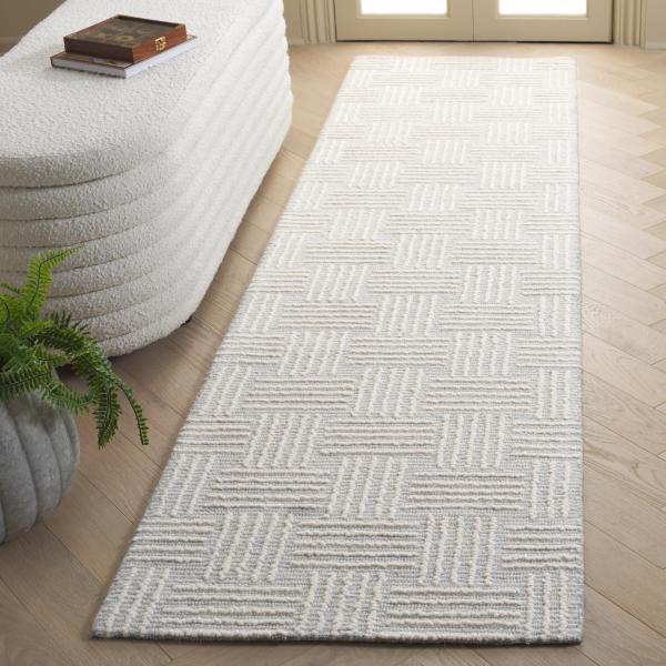 商品名:  SAFAVIEH Ebony Collection Runner Rug - 9' Runner, Light Grey &amp; Ivory, Transitional Design, Ideal for High Traf...