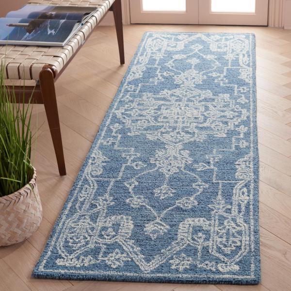 商品名:  SAFAVIEH Micro-Loop Collection Runner Rug - 8' Runner, Blue &amp; Ivory, Transitional Design, Ideal for High Traff...