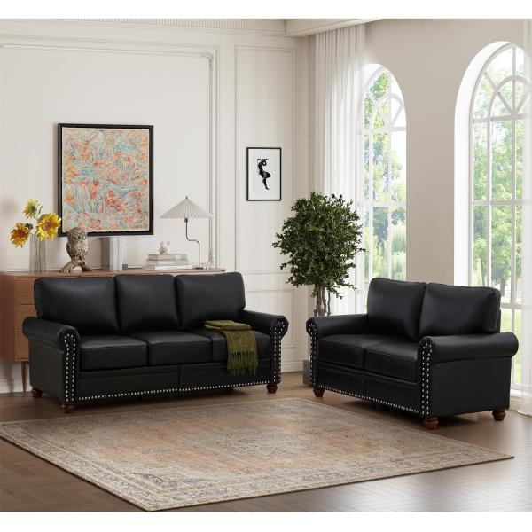 商品名:  Harper &amp; Bright Designs Faux Leather Living Room Sofa Set with 3-Seat Couch and 2-Seat Loveseat, Hidden Storag...
