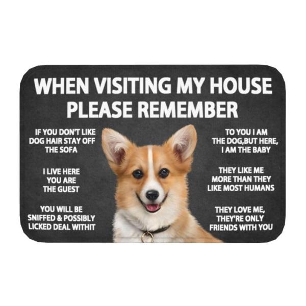 商品名:  Remember Pembroke Welsh Corgi Dogs House Rules Indoor Doormat Durable Welcome Front Door Mats Entryway Rugs Non-Sl...