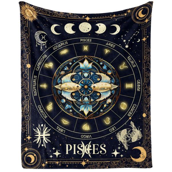 商品名: HomieBlanket 魚座 干支ブランケット 男の子 女の子 秘密占星術がテーマ デザイン プリント スローブランケット キッズラップ用 椅子ソファ ソフトフリース 居心地の良いブランケット 40インチ x 50インチ Hom...