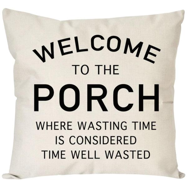 商品名: PANDICORN ファームハウス クッションカバー 18x18インチ ポーチへようこそ アウトドア 素朴 装飾スローピローケース クッションカバー 装飾 フロントポーチルーム カウチ ソファ装飾用 PANDICORN Farmh...