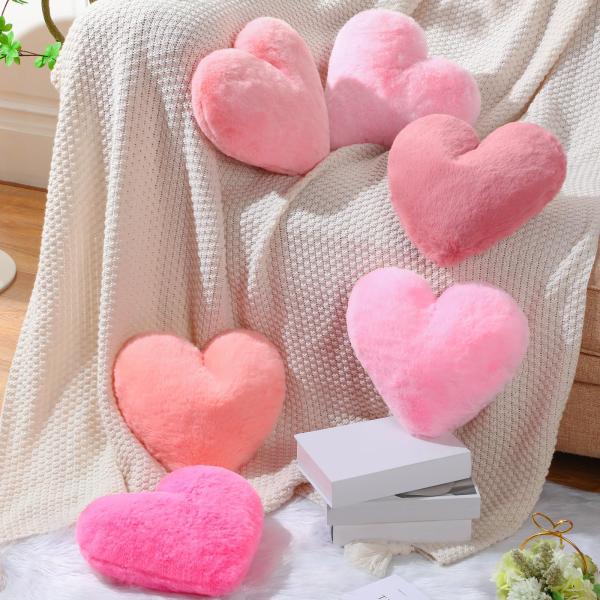 商品名: Liliful 6個 フェイクラビットファー ハートピロー ふわふわ ハート スローピロー かわいい カウチ クッション ソフト 装飾 スロークッション ベッド ソファ 女の子 女性用 (40.8 x 11.8cm、ピンクシリーズ...