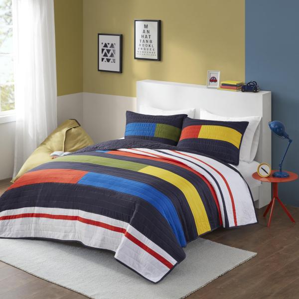 商品名:  Intelligent Design Kids Quilt Set, Vibrant Color Block Stripes Coverlet for Twin Size Bed, All Season Lightweight ...
