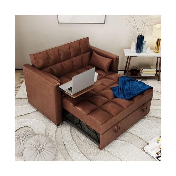 商品名:  ORRD Convertible Sofa Bed, 3-in-1 Multi-Functional Faux Leather Sleeper Couch Pull-Out Bed, 48'' Loveseat Bed Chai...