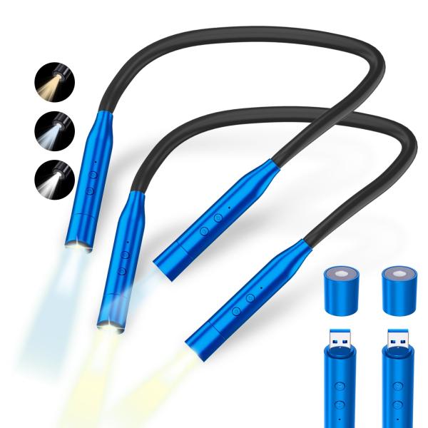 商品名: fansitc 2 Pcs LED Neck Reading Lights, Book Light for Reading in Bed, 3 Colors, 3 Brightness Levels, 380° Rotating ...