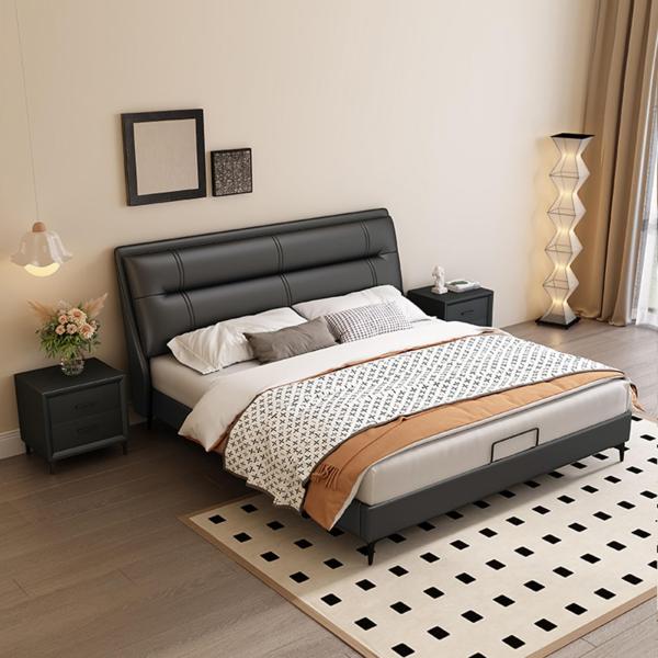 商品名:  OUDINI Modern and Simple Full Size Bed Frame Genuine Leather Queen Bed Frame Storage Bed Under Bed Storage Strong ...