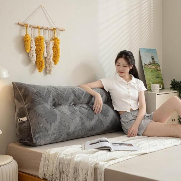 商品名:  Queen Pillow Headboard Pillow Fleece Wedge Headboard Pillow, Triangular Headboard Reading Pillow, Washable Backres...
