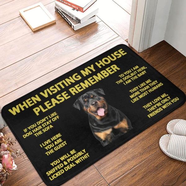 商品名:  PuseTaer When Visiting My House Please Remember Rottweiler Dog Indoor Doormat Durable Welcome Front Door Mats Entr...