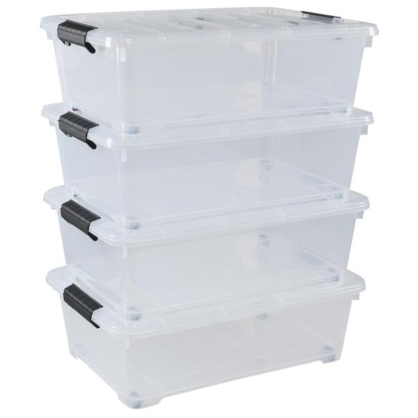 商品名: Xyskin ベッド下収納ボックス 4個パック 20クォート プラスチック 積み重ね可能 衣類/毛布/冬服/靴用 Xyskin 4 Packs 20 Quart Plastic Under Bed Storage Box, Cle...