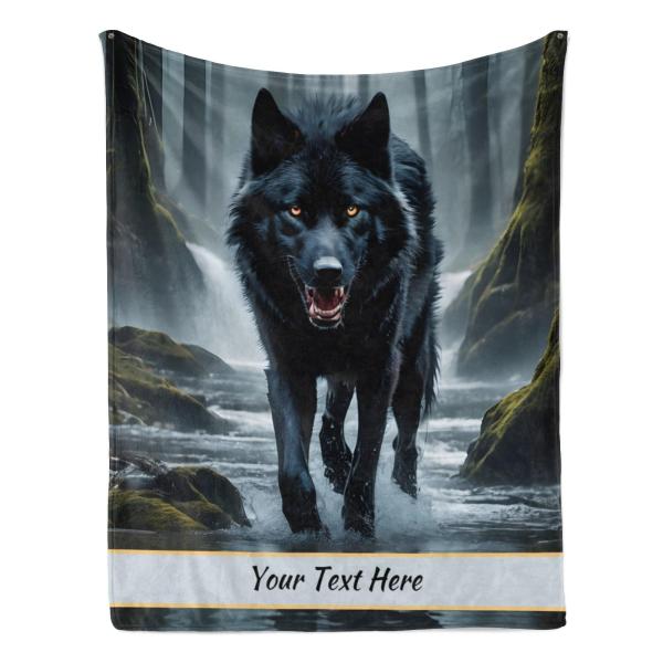 商品名:  CUSPILO Customized Wolf Blanket, Personalized Throw Blanket for Couch Sofa Bed, Soft Warm Fuzzy Cozy, 60"" x 80""ブ...