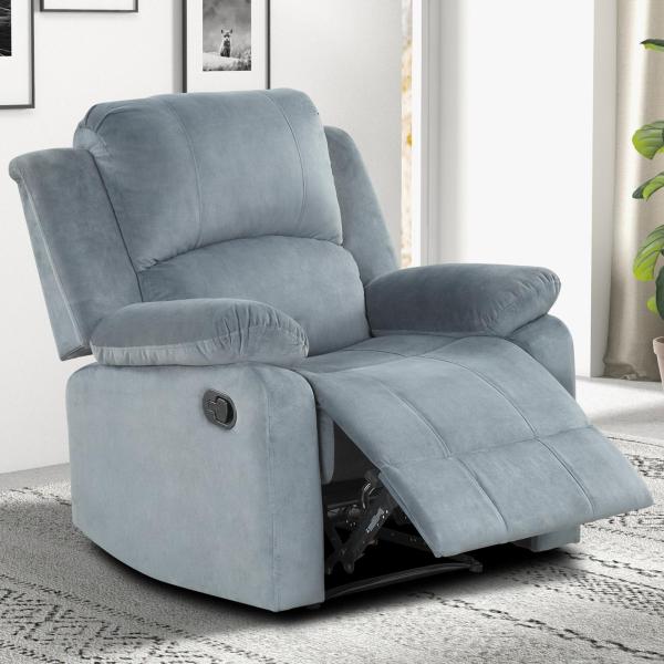 商品名: EBELLO クラシック 手動リクライニングチェア ソフトパッド入りヘッドレストとアームレスト付き 詰め物の多いリクライニングチェア シングルソファチェア リビングルーム 寝室用 グレー EBELLO Classic Manual...