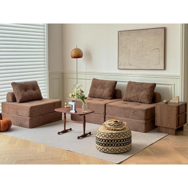 商品名: N&amp;V コンバーチブル モジュラー フロアソファ カウチ ブラウン 35×35インチ N&amp;V Free Combination Convertible Folding Sofa Bed, Armless Foam ...