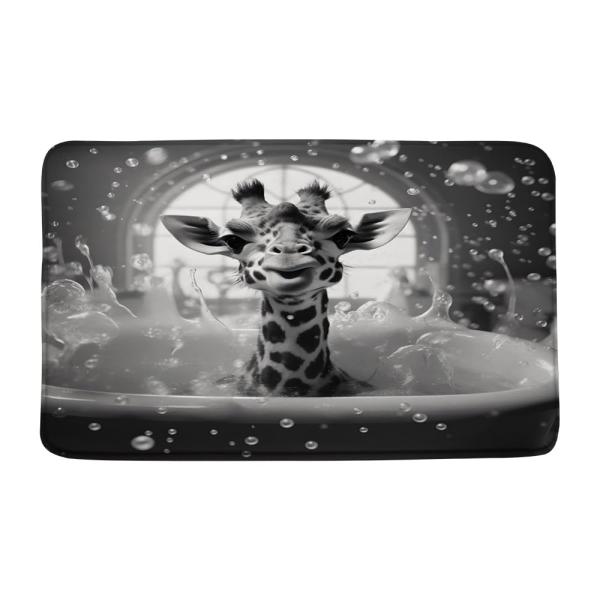 商品名:  Funny Giraffe Bath Mat Cute Wild Animals Forest African Wildlife Safari Fantasy Bubble Grey Humorous Bathtub Boys ...