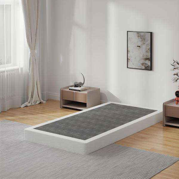 商品名: Snaye 5インチ ツインサイズ ベッドフレーム ラウンドコーナーエッジ 薄型メタルプラットフォームマットレスファンデーション 高耐久スチールスラットサポート付き 組み立て簡単/ボックススプリング不要/ノイズフリー/ブラック S...