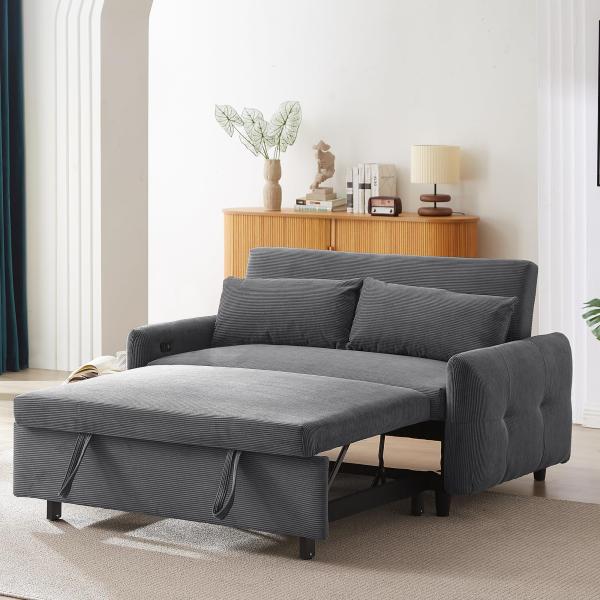 商品名:  P PURLOVE Upholstered Modern Sofa Bed with Armrest, Convertible Sofa Couch with Adjustable Backrest, Corduroy Slee...