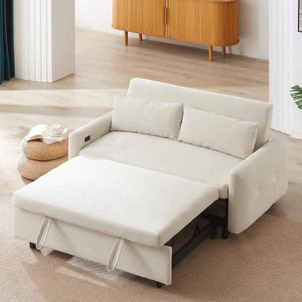商品名:  P PURLOVE Upholstered Modern Sofa Bed with Armrest, Convertible Sofa Couch with Adjustable Backrest, Corduroy Slee...