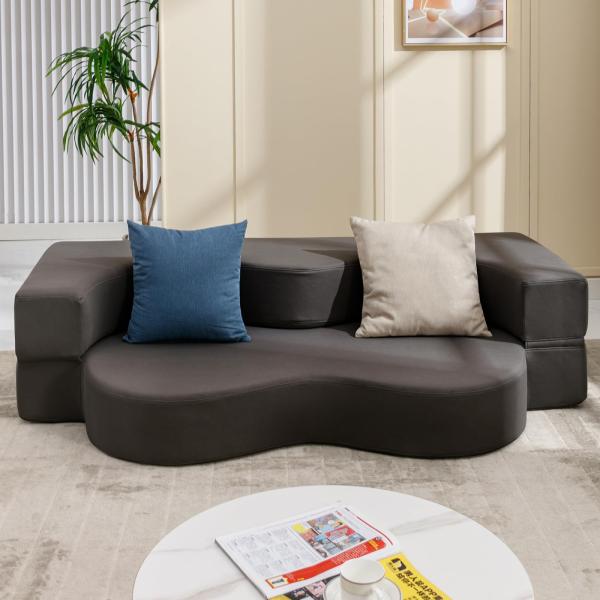 商品名:  BALUS Queen Size Folding Sofa Bed, Futon Sofa Couch with Faux Leather, Convertible Sof〓 Sleeper Bed with Memory Fo...