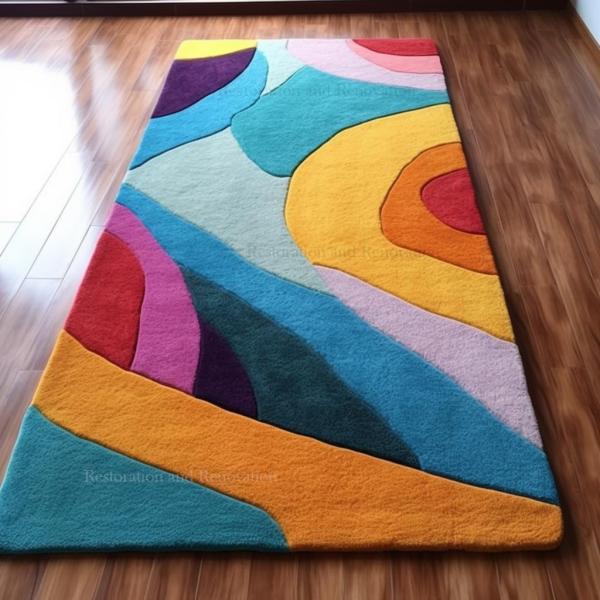 商品名:  Restoration and Renovation Modern Runner Wool Rug - Vibrant Colorful Patterns with Abstract &amp; Geometric Design...