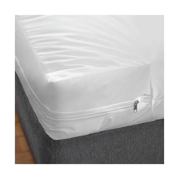 商品名: プラスチック防水ジッパースタイルマットレスプロテクター ツインサイズ(39インチ x 75インチ) 深さ8インチ 高耐久ビニールプラスチックベッドカバー ホワイト - 各1枚 Plastic Waterproof Zippered...