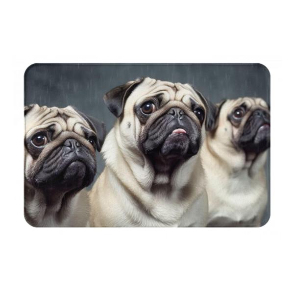 商品名: OUSIKA おもしろパグドッグプリントエリアラグ スーパーソフトフランネルバスマット ノンスリップバスマット 洗えるスローラグ 装飾フロアマット リビングルーム ソファ 寝室用 ホワイト OUSIKA Funny Pug Dog...