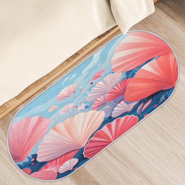 商品名:  Oval Fluffy Soft Area Rug Ocean Shell Shaggy Carpet for Sofa Bedroom Nursery Floor Mat Oval Runner Rugs for Living...