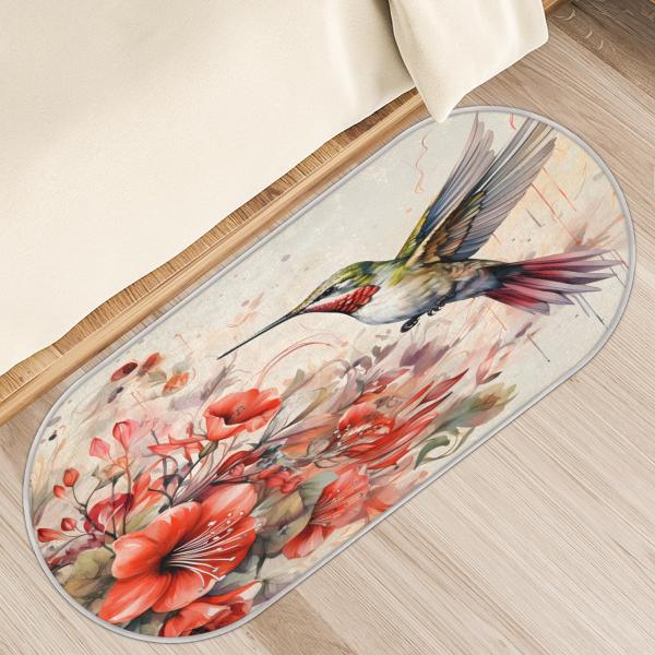 商品名:  Oval Fluffy Soft Area Rug Humming Bird Shaggy Carpet for Sofa Bedroom Nursery Floor Mat Oval Runner Rugs for Livin...