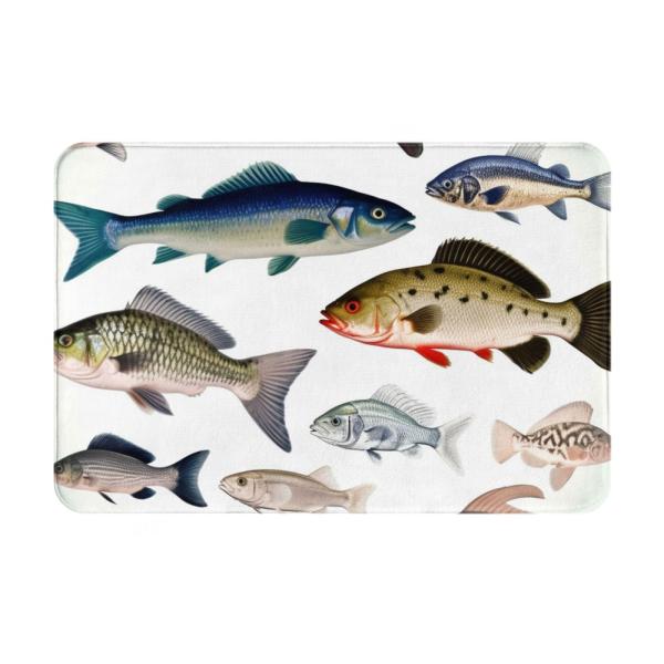 商品名: OUSIKA 異なるフィッシュプリントエリアラグ スーパーソフトフランネルバスマット ノンスリップバスマット 洗えるスローラグ 装飾フロアマット リビングルーム ソファ 寝室用 ホワイト OUSIKA Different Fish...