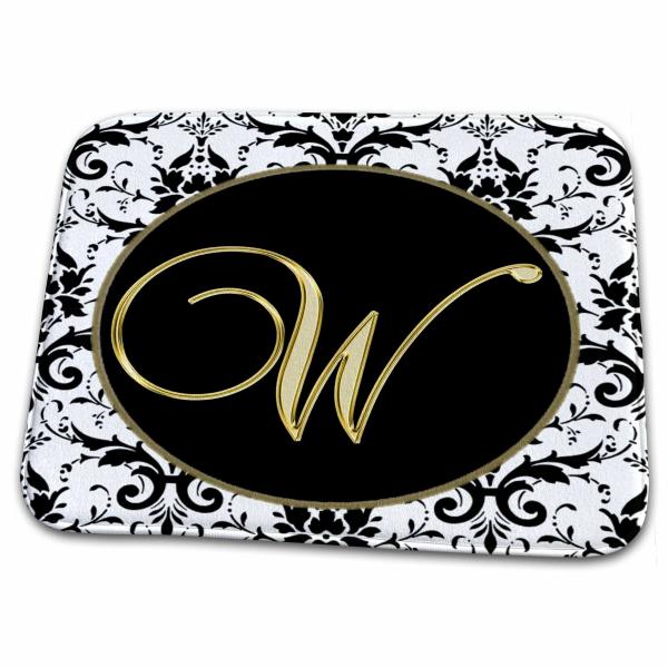 商品名:  3dRose Bathroom Bath Rug Mat - Image of The Script Letter W in Black White and Gold Fancy Monogramsブランド: 3dRose商品サ...