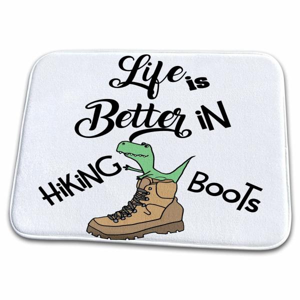 商品名:  3dRose Bathroom Bath Rug Mat - Cute Funny Life is Better in Hiking Boots with T-rex Dinosaur in Boot Sports and Ho...