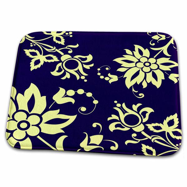 商品名:  3dRose Bathroom Bath Rug Mat - Stylised Flowers and Swirls in Yellow on Navy Blue Patternsブランド: 3dRose商品サイズ: 1'6" ...