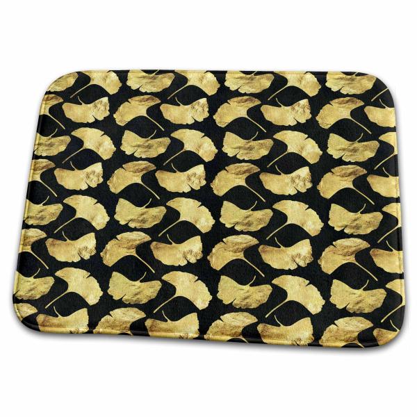 商品名:  3dRose Bathroom Bath Rug Mat - Pretty Gold Gingko Flowers On A Black Background Patternsブランド: 3dRose商品サイズ: 1'6" x ...