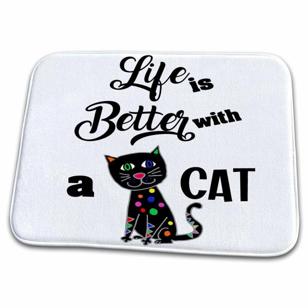 商品名:  3dRose Bathroom Bath Rug Mat - Funny Cute Life is Better with a Cat Cartoon Rescue Black Kitty Cat Petsブランド: 3dRos...