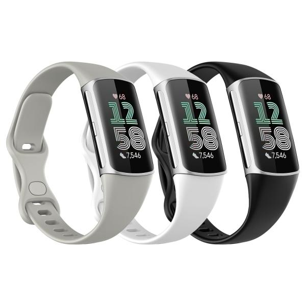 商品名: Astorgos (アストルゴス) 腕時計バンド 3本パック Fitbit Charge 6/Fitbit Charge 5対応 ソフトTPE 調節可能バンド スリム 薄型ストラップ 通気性 交換用リストバンド ブラック/ロックグ...
