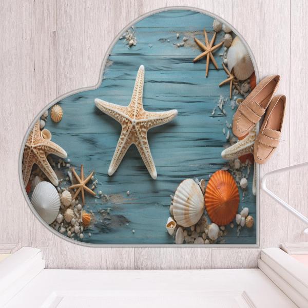 商品名:  Fluffy Ultra Soft Heart Area Rug Starfishes Sea Shell Plush Shaggy Carpet for Sofa Bedroom Bathroom Bedside Floor ...