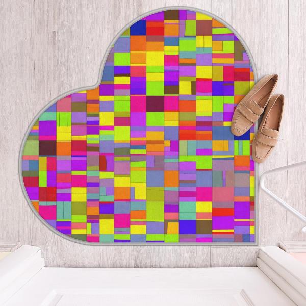 商品名:  Fluffy Heart Area Rug Colorful Block Texture Plush Shaggy Carpet for Sofa Bedroom Bathroom Bedside Floor Door Mat ...