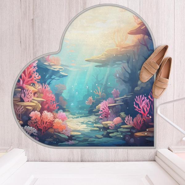 商品名:  Fluffy Heart Area Rug Marine Corals Plush Shaggy Carpet for Sofa Bedroom Bathroom Bedside Floor Door Mat Non-Slip ...