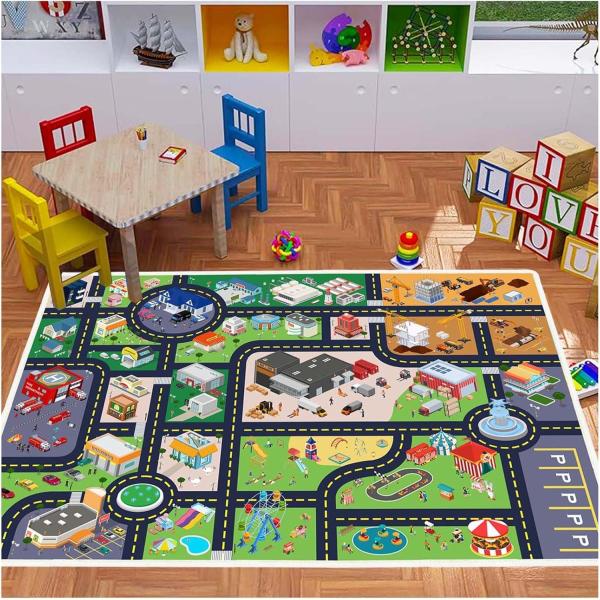 商品名:  Pyrrhite Kids Rug Playroom Car Rug Play Mat City Life Road Rug for Cars Fun City Map for Track Toys,Carpet for Bed...