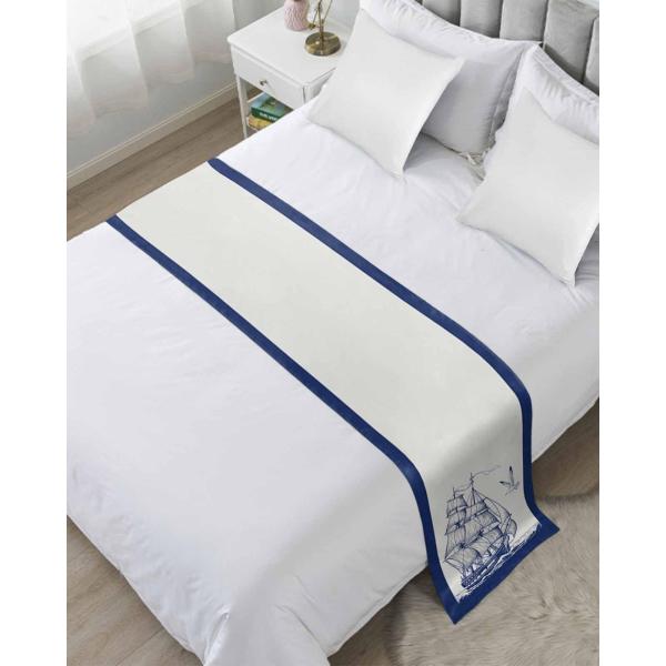 商品名:  DecorLovee Navy Blue Nautical Bed Runners for King Size Bed, Bed Throws for Foot of Bed, Beach Ocean Coastal Sailb...
