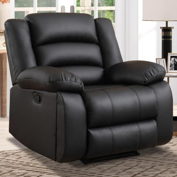 商品名:  EBELLO Faux Leather Manual Recliner Chair, Single Reclining Sofa Chair Couch with 2 Concealed Cup Holders, Overstu...