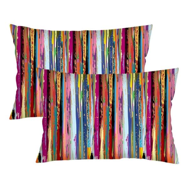 商品名:  Abstract Art Painting Throw Pillow Cover Queen Size Set of 2 Rainbow Color Multicolored,Lumbar Pillow Case Decorat...