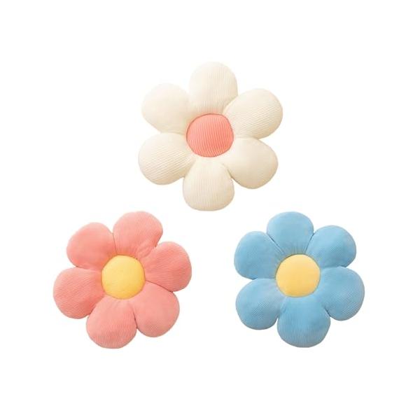 商品名: CANGHI フラワーピローセット 3点 フラワーシェイプ スローピロー 15.7インチ かわいいデイジーフラワーピロー フラワーシートクッション 大人 子供 ホーム ベッドルーム ソファ 椅子 カウチ 装飾 (ホワイト/ピンク/...