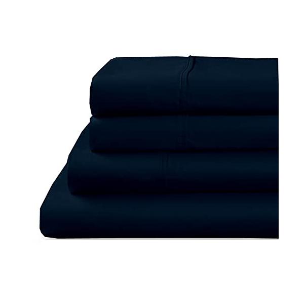 商品名:  4-Pcs Premium Bedding Set- 800-TC 100% Cotton Navy Blue King Size Sheets-Long Staple Cotton Cooling Bed Sheets, Ma...