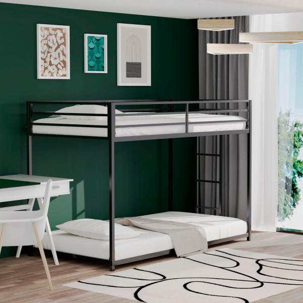 商品名:  Classic Square Twin Metal Bunk Bed Frame with Durable Square Tube Frame,Solid Construction,Exchangeable Ladder,No ...